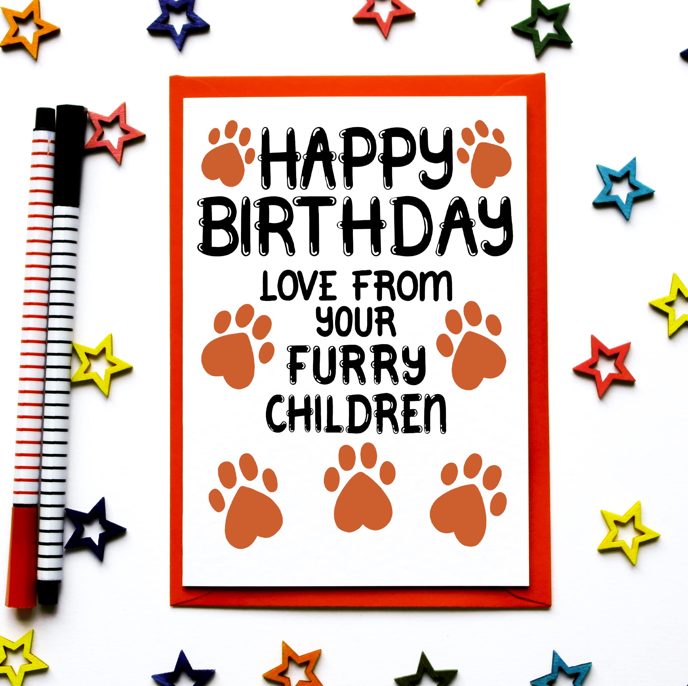 Birthday Card Love From Furry Children, Pets, Dogs, Cats, Animals, Fur Babies For Mom, Dad