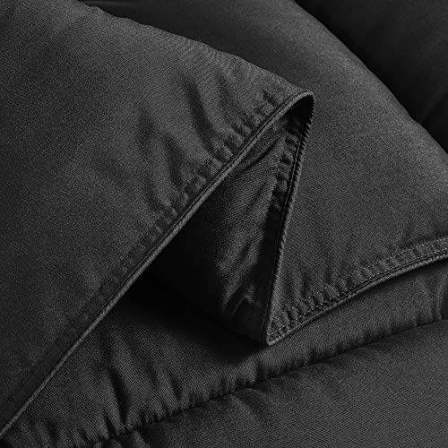 Chezmoi Collection 3-Piece Down Alternative Comforter Set (Queen, Black)