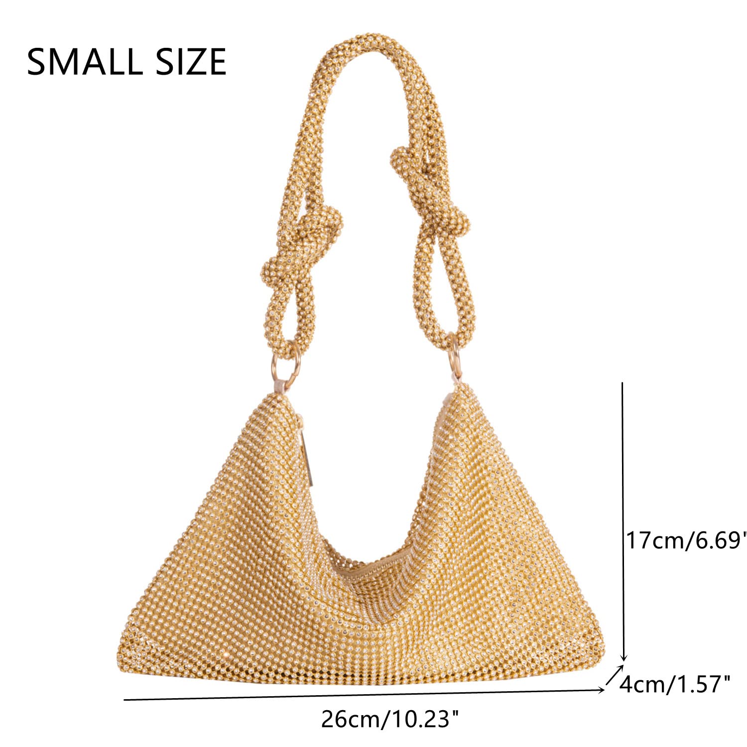 AZWBAG Women's Evening Bag Sparkly Rhinestone Purse Bling Chain Clutch Purse(Small Black)
