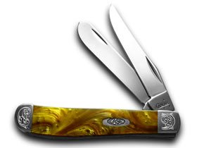 CASE XX Engraved Bolster Series Butter Rum Corelon Mini Trapper Pocket Knives