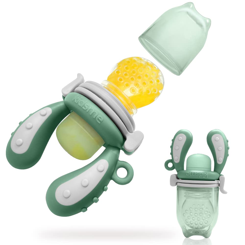KidsMe Baby Food Feeder - Silicone Baby Fruit Feeder, Baby Feeding Supplies for Fresh Mesh Food and Fruits, BPA-Free Soothing Teething Pacifiers Teether Toys for Babies of 6-24 Months Toddlers Infants