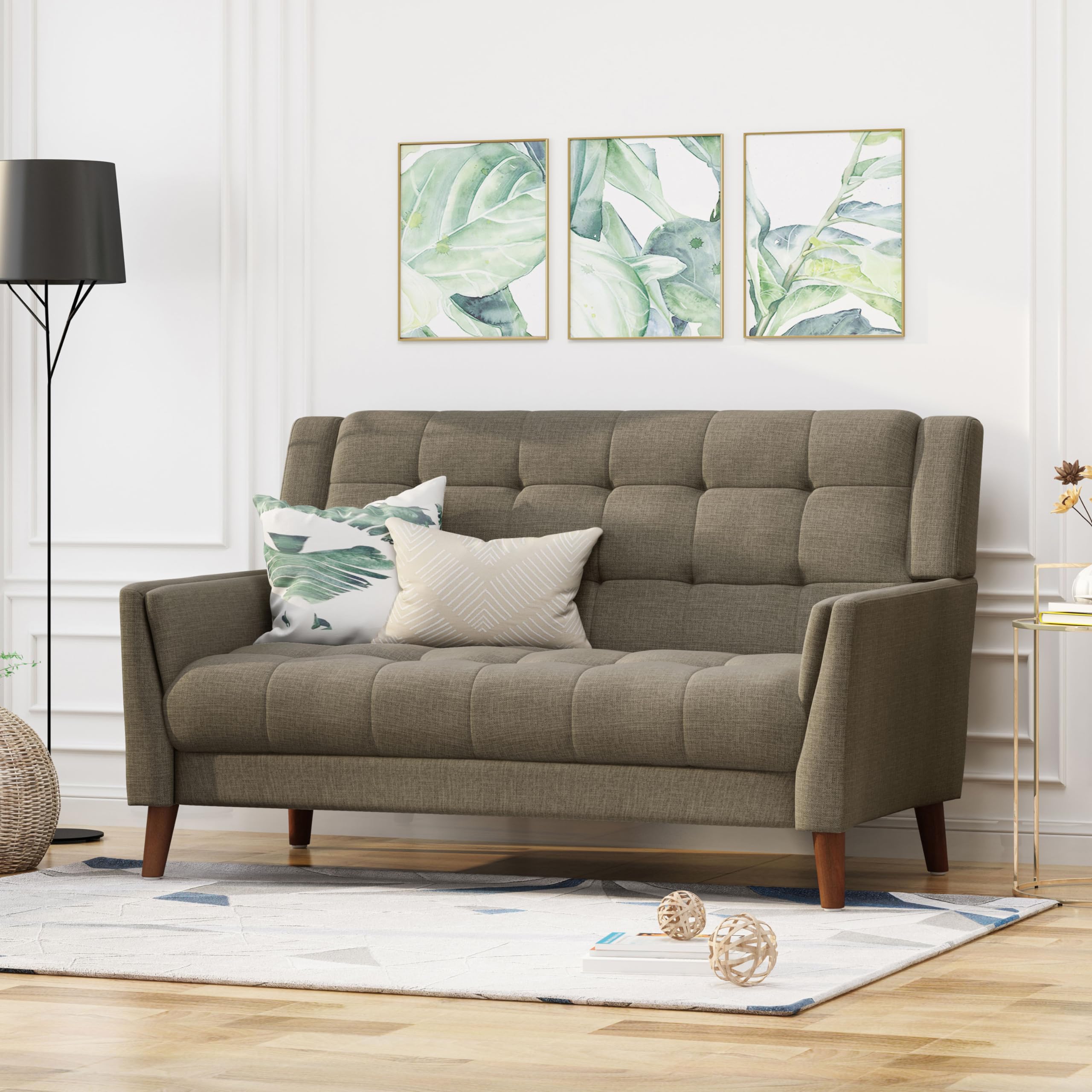 Christopher Knight Home Evelyn Mid Century Modern Fabric Loveseat, Mocha