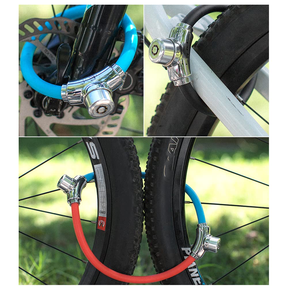 AZPINGPAN Compact Portable Bicycle Lock丨Key Anti-Theft Steel Cable Press to Lock Mini Ring Mountain Bike Lock Accessories and Equipment丨for Gate,Fence,Garage,Glass Door (with 2 Keys)