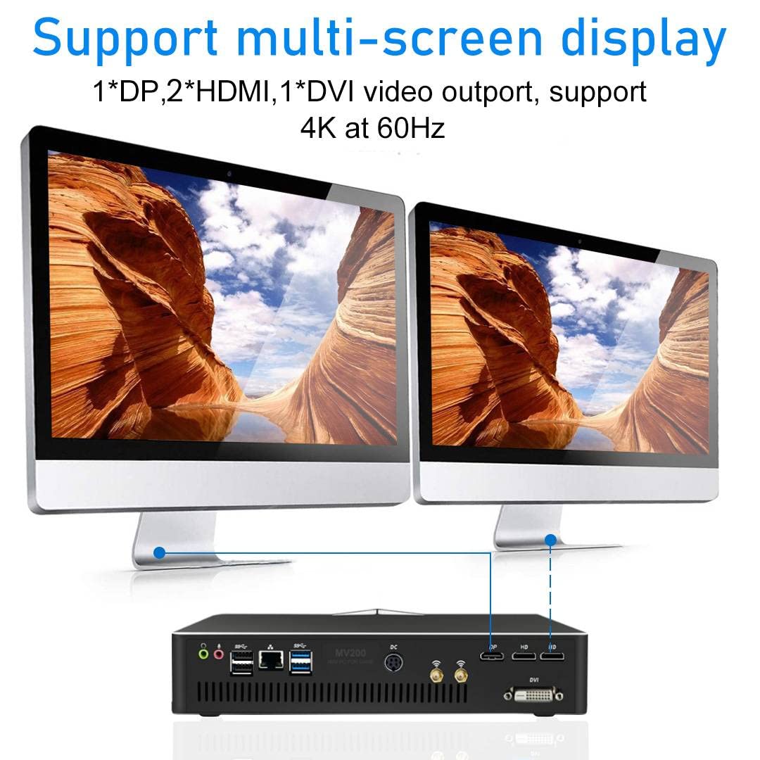 BOESIIPC Mini Gaming PC, Desktop Computer Server with Xeon E3-1231 v3, GTX1650 4G, 16G RAM|512G SSD, Windows 11 Pro, 4K@60Hz, Quad Screen Outputs, Dual-Band WiFi, Gigabit Network