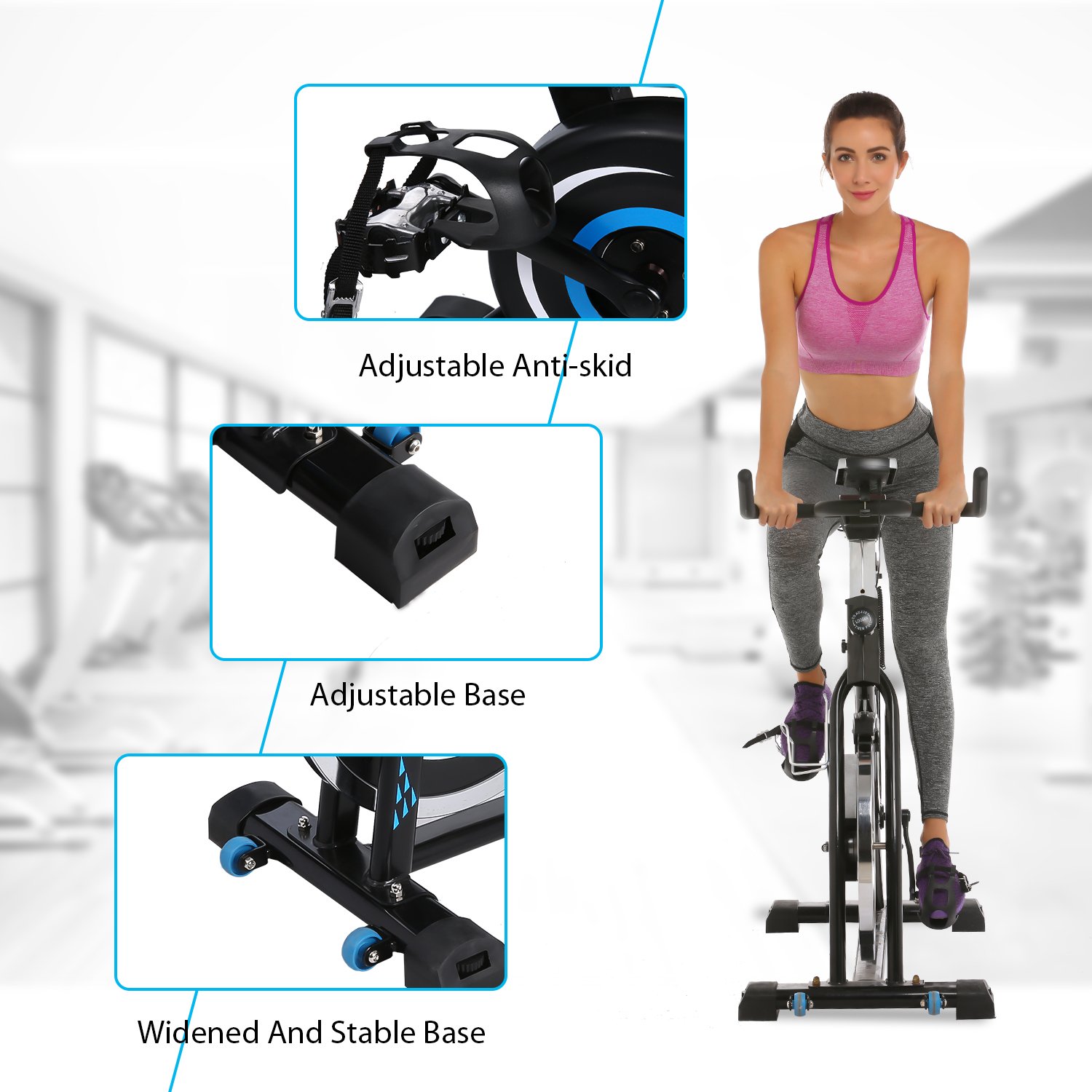 ANCHEER Indoor Cycling Bike - Stationary Exercise Bikes with 49LBS Flywheel, Adjustable Resistance and LCD Monitor for Home Exercise, APP Control (Diamond Black)