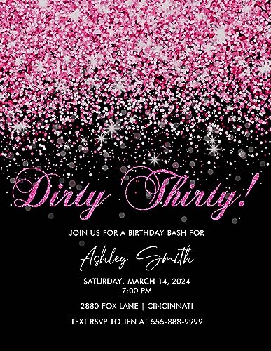 Birthday Party Invitation Milestone Birthday Dirty Thirty 16 21 30 40 50 60 70 80