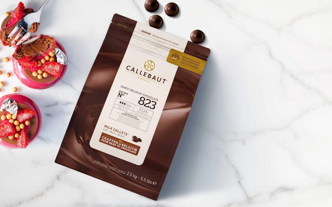 Belgian Milk Chocolate Baking Callets (Chips) - 33.6% - 1 bag, 5.5 lbs