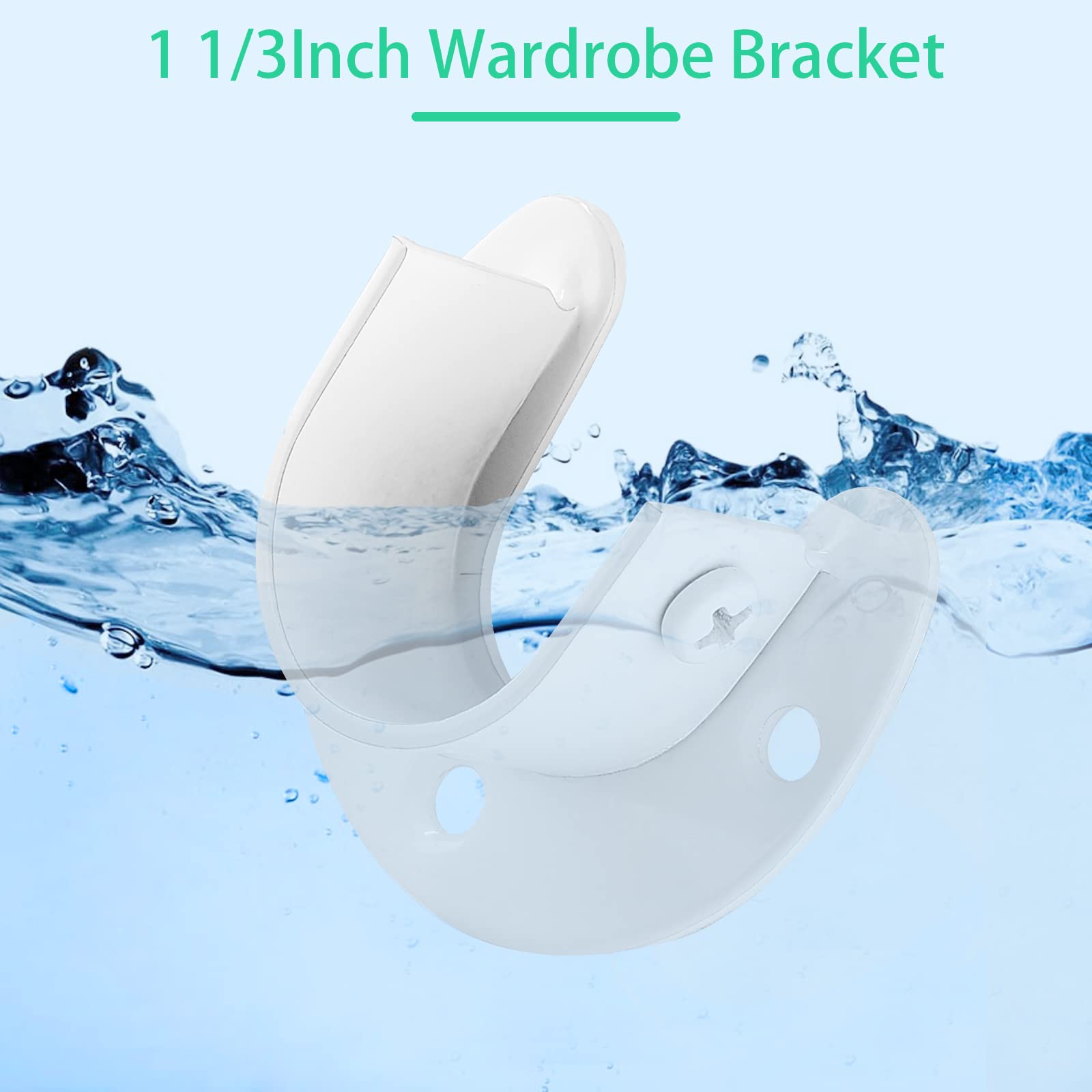 Suiwotin 2 Packs Stainless Steel Closet Rod End Supports 1-1/3 Inch Wardrobe Bracket Heavy Duty Closet Pole Sockets Flange Rod Holder, U-Shaped with Screws, White