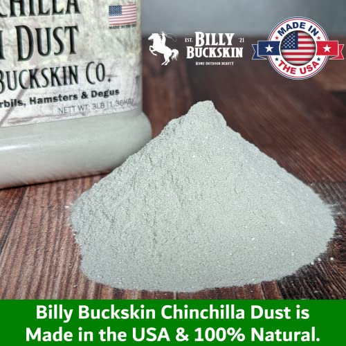 Chinchilla Bath Dust, 3 lb. Tub, All Natural Dusting Powder for Cleaning Degus, Hamsters, & Gerbils, Pure Cleansing Pumice Sand by Billy Buckskin Co