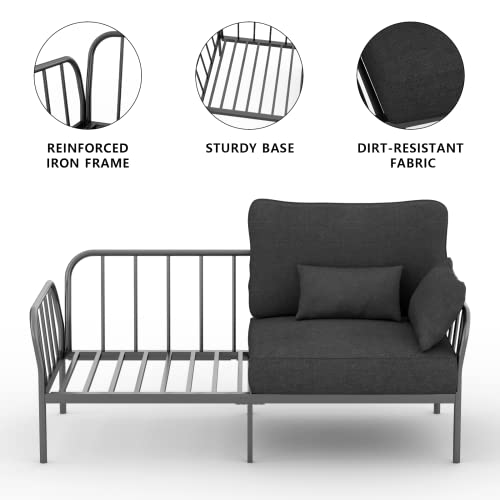 DUESI 71'' Modern Loveseat Furniture, Small Couches for Living Room with 2 Cushions, Steady Steel Framework, Metal Sofa Couches for Living Room, Easy Assembly, 650 LB Capacity(Deep Grey)