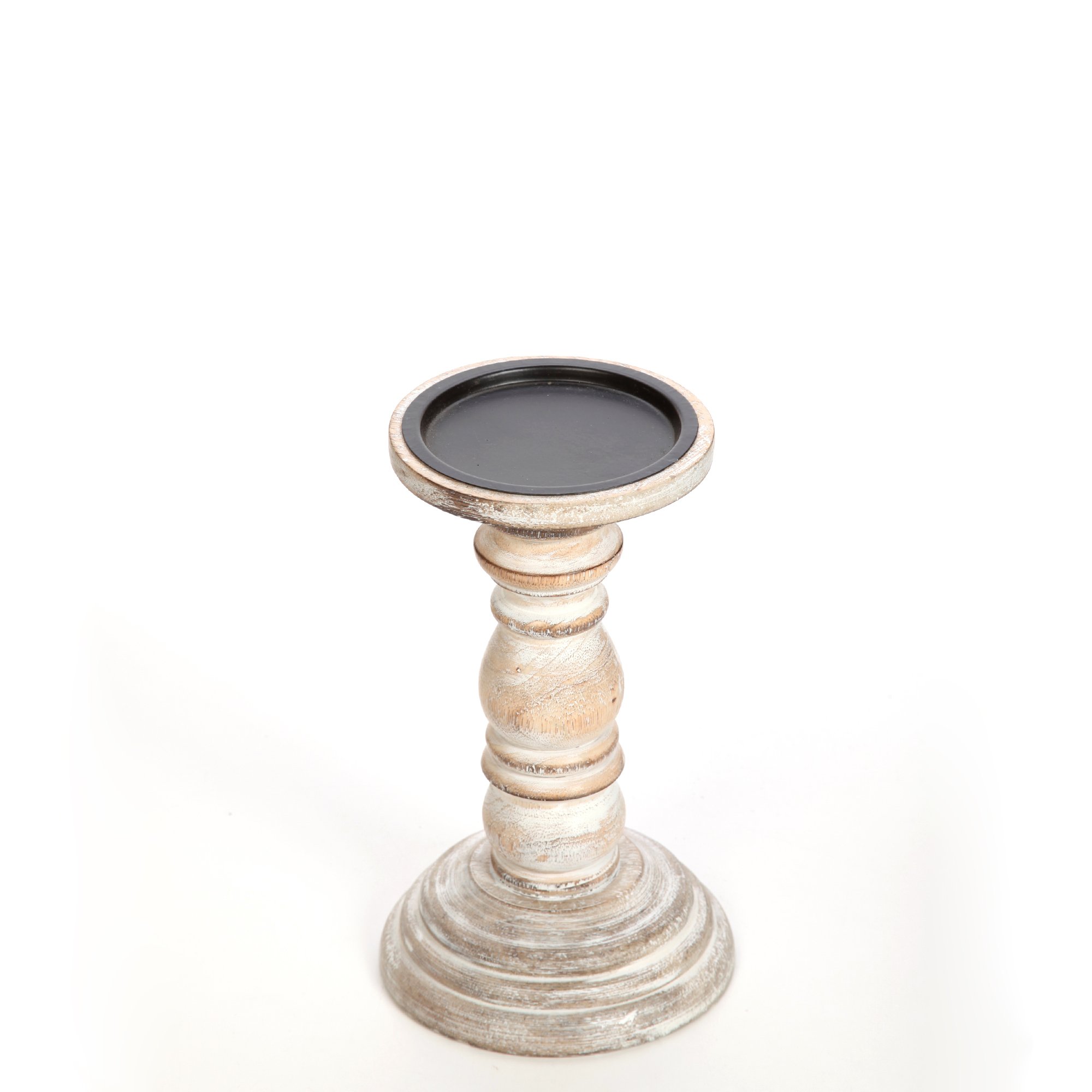 Hosley® Elevate Your Decor with Our Set of 2 Wood Candlesticks 14" High Distress Finish Candleholders for Pillar Wax Candles or Flameless Candles Rustic Charm for Timeless Style