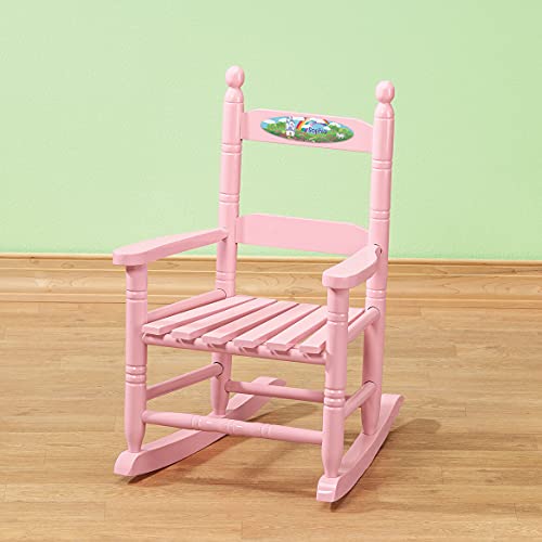 Fox Valley Traders Personalized Childrens Rocking Chair, Features Classic Rocker Design and Hardwood Construction, Pink Finish with Princess Design