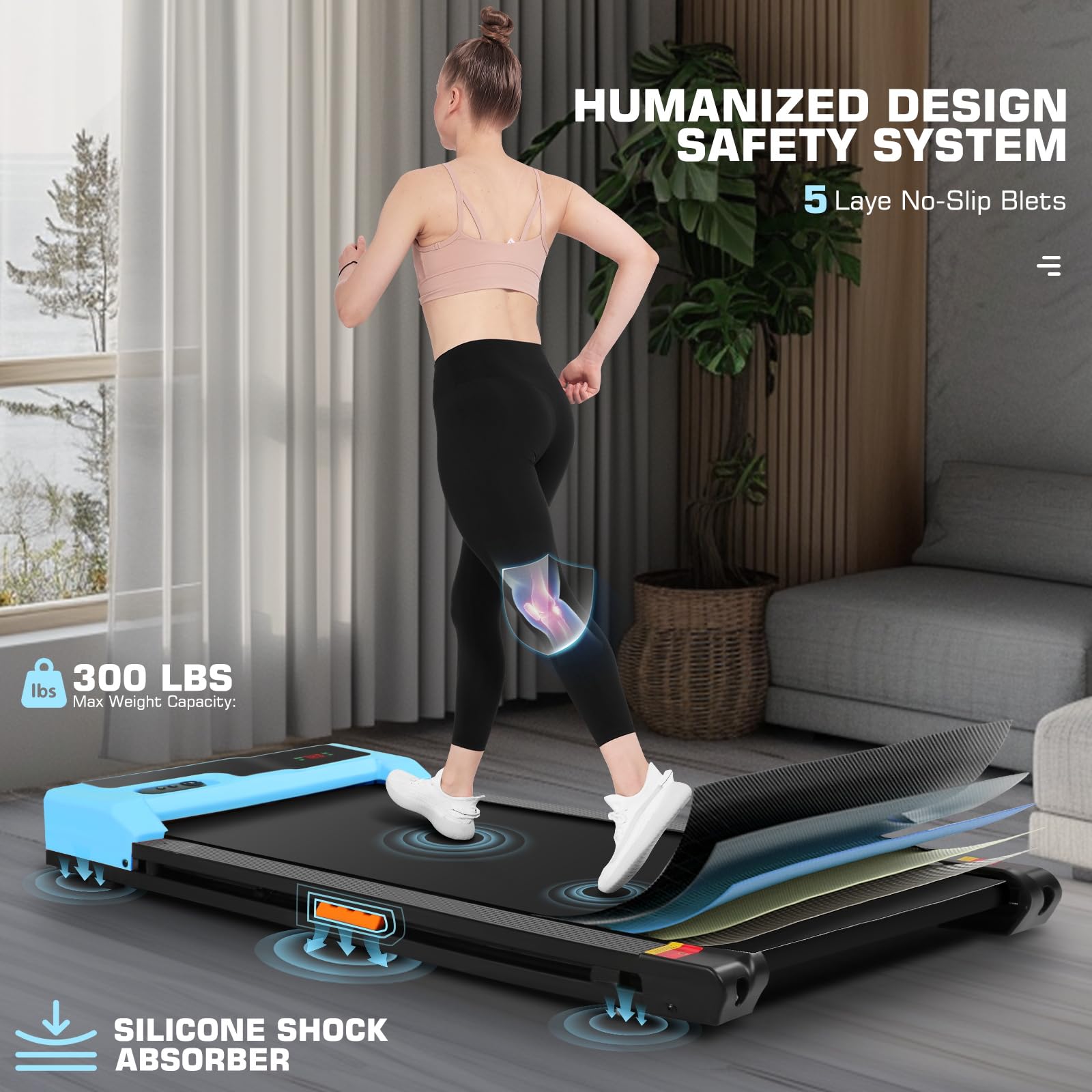 ANCHEER Walking Pad Treadmill Under Desk, 2 in 1 Portable Treadmill, Walking pad Treadmill 2.5 HP for Home/Office, 300+ lb Capacity, LED Screen and Remote Control, Dual Shock Absorption