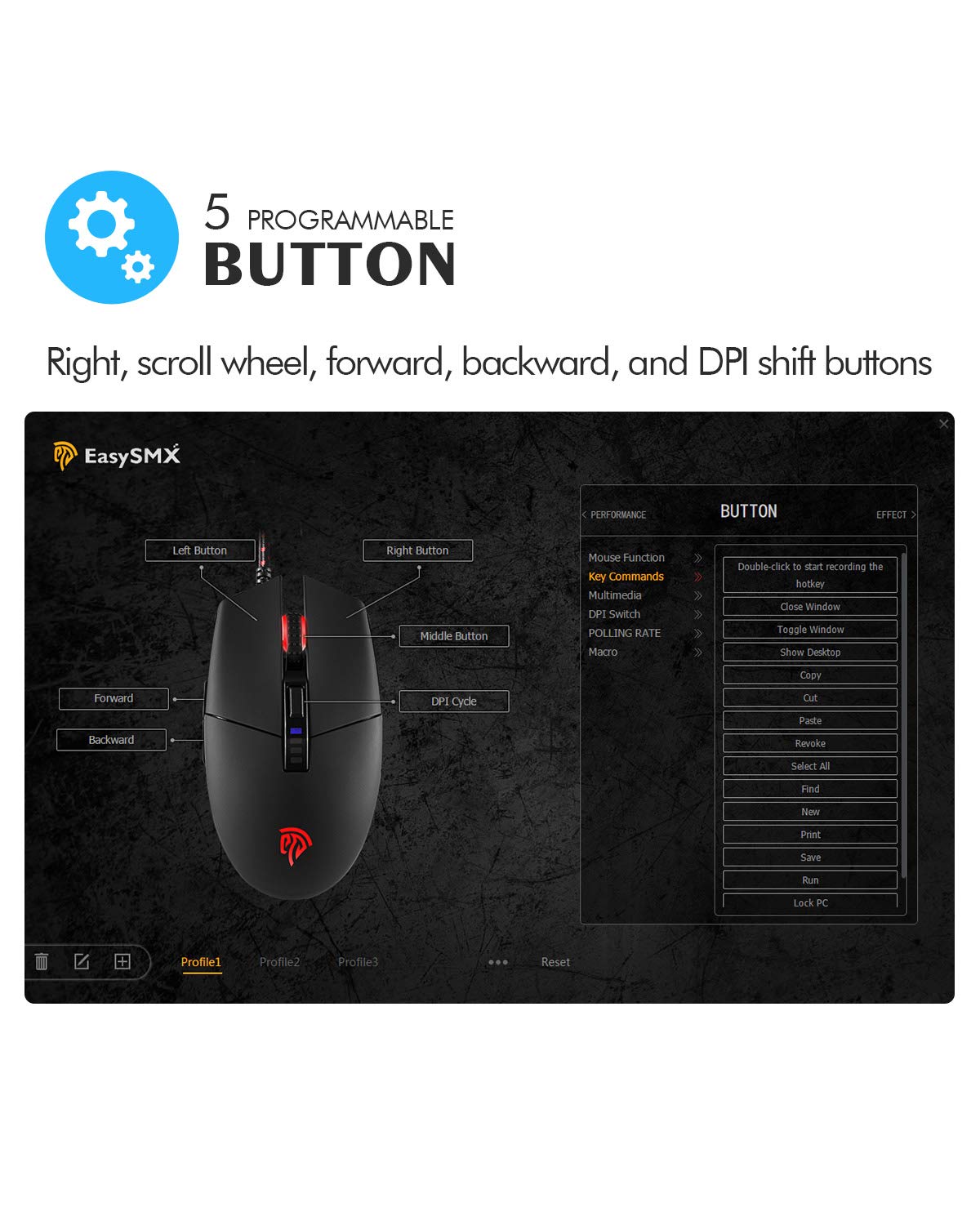 EasySMX V50 RGB Wired Gaming Mouse, Ergonomic Computer Mouse with 5 Programmable Buttons, 22 Preset Macros for PUBG, 5 DPI Settings, LED Backlit USB Mouse for Laptop/PC/Windows/Linux/Mac