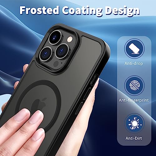 CACOE Magnetic Case for iPhone 14 Pro 6.1 inch-Compatible with MagSafe & Magnetic Car Phone Mount,Anti-Fingerprint TPU Thin Phone Cases Cover Protective Shockproof (Matte Black)