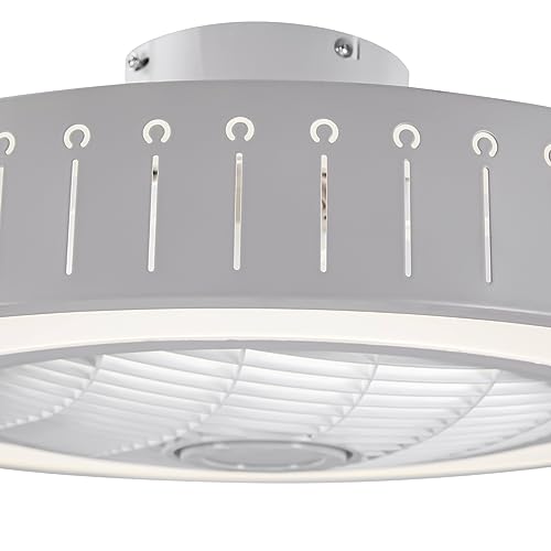 Ceiling Fan Light, Remote Control LED Lamp, Intdoor Round Dimmable 6 Wind Speeds Ceiling Fan with 5 Blades for Living Room, Dining Room, Foyer, Cottage, Bedroom, Dining Room, Study