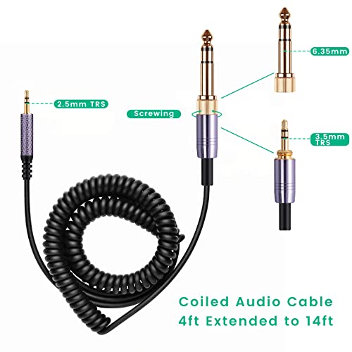 Coiled Audio Cable Replacement for Bose QC45(QuietComfort 45) / QC35 / QC25 / NC700 Headphones, 2.5mm to 3.5mm(1/8β) Extension Aux Cord 4ft to 14ft
