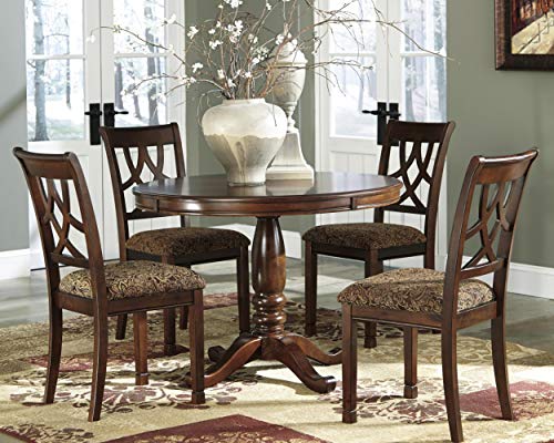 Ashley Furniture Signature Design - Leahlyn Dining Upholstered Side Chair - Pierced Splat Back - Set of 2 - Medium Brown