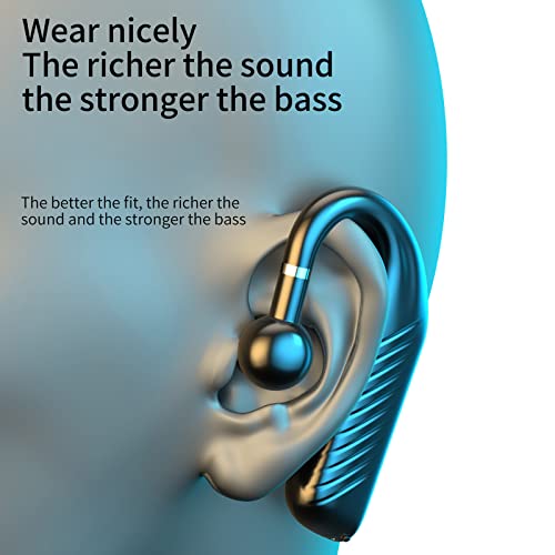 Bluetooth Headset Wireless Bluetooth 5.2 Business Ear Hanging Headphone with Mic, 250mAh LED Digital Display Screen Noise Reduction Sweatproof Earphones for Cell Phone, Car, Office, Sports