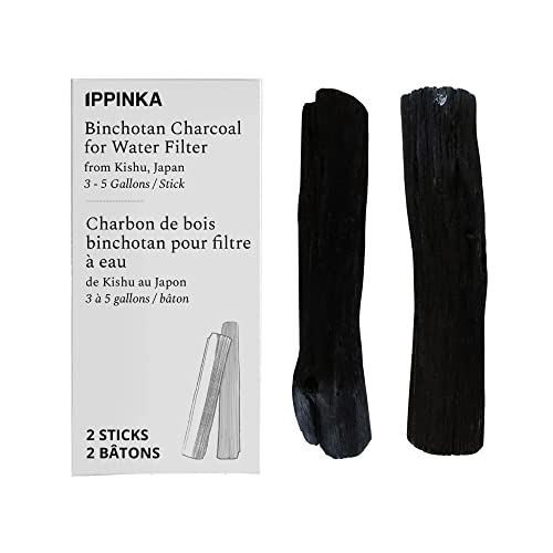 Binchotan Charcoal from Kishu, Japan - Water Purifying Sticks for Great-Tasting Water, 2 Sticks - Each Stick Filters 3-5 Gallons of Water