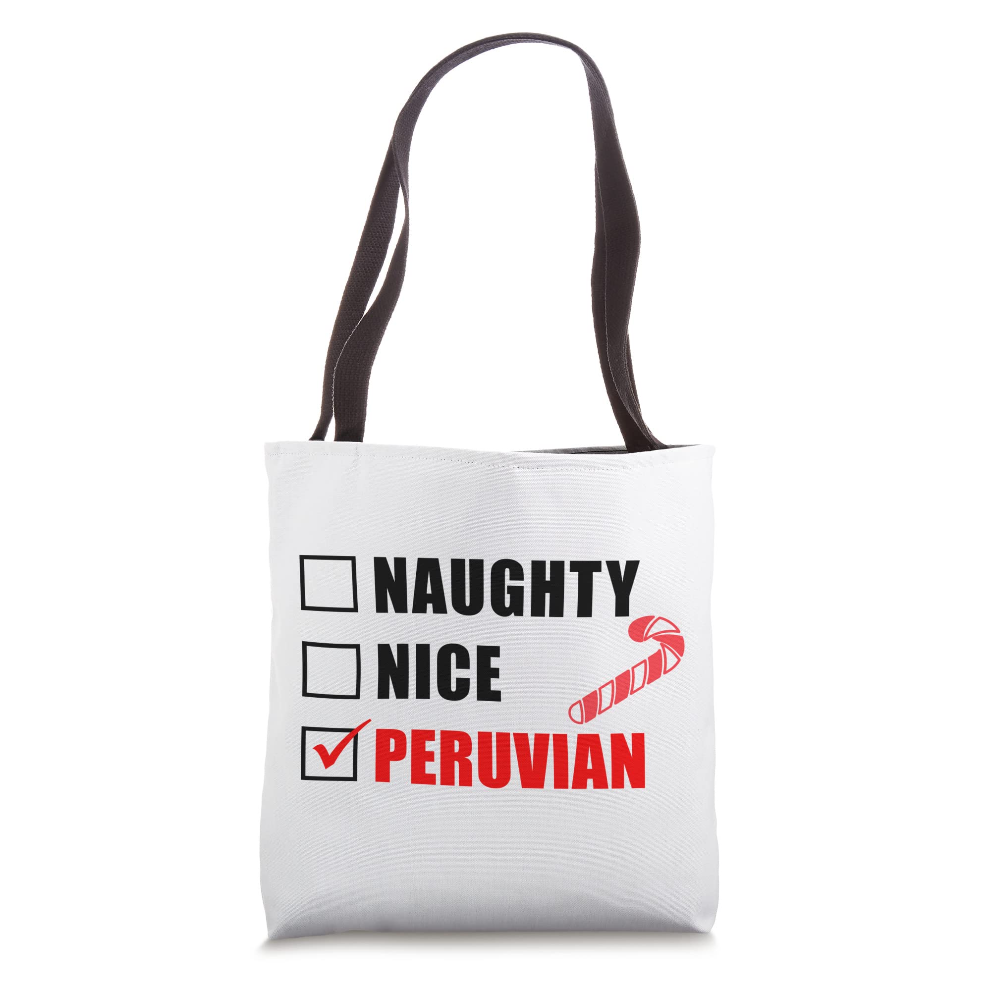Naughty Nice Peruvian Candy Cane Christmas Santa List Tote Bag