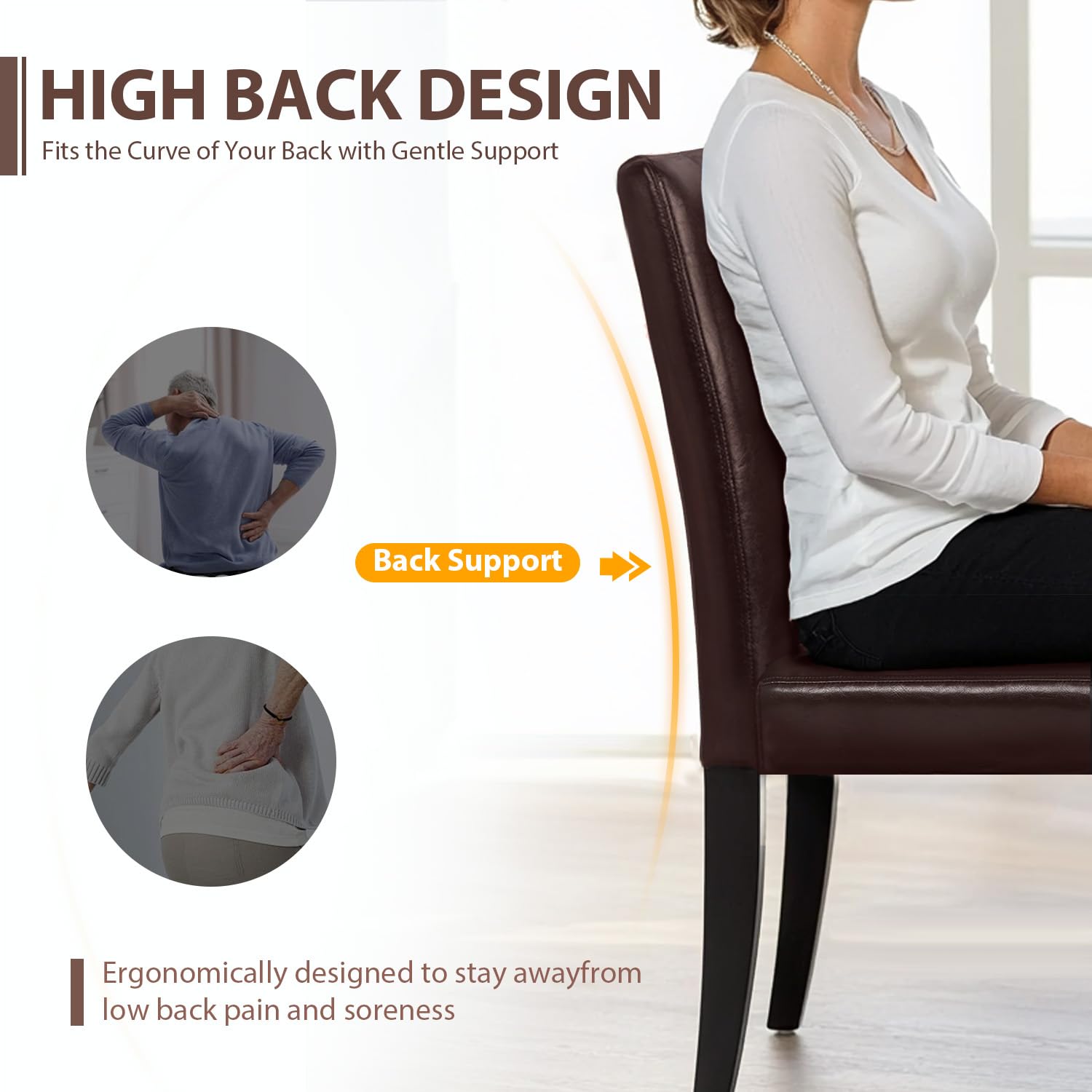FDW Dining Chairs Set of 4, Dining Room Chairs Kitchen Chairs,Side PU Cushion Chairs with Waterproof Surface and Wood Legs,for Kitchen Restaurant and Living Room,Leather Brown