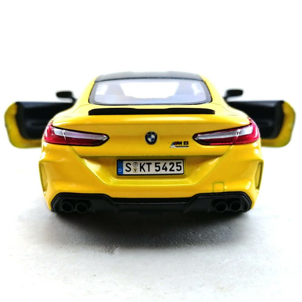 KiNSMART BMW M8 Competition Coupe Yellow 5" 1:36 Scale Die Cast Metal Model Toy Car w/Pullback Action