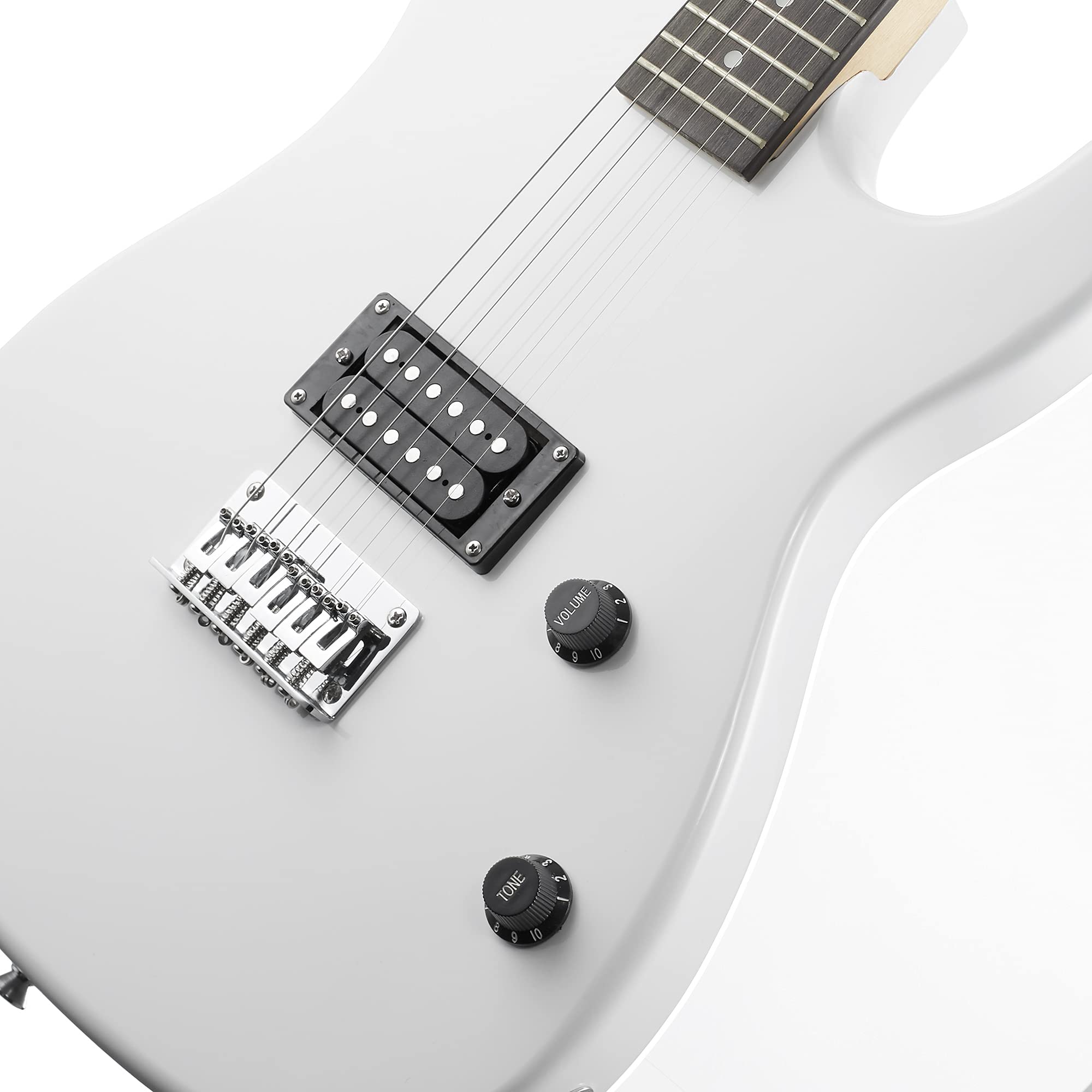 Ashthorpe 39-Inch Full-Size Electric Guitar with Humbucker Pickup (White), Guitar Kit with Padded Gig Bag, Strap, Strings, Cable, Cloth, Picks