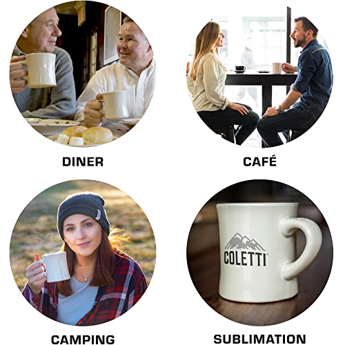 COLETTI Off White Coffee Mugs Set Of 4 β Diner Coffee Mug 11 oz β Mug Set, Stoneware Coffee Mugs, Coffee Cups Ceramic β Diner Coffee Mugs Heavy Retro Style β Dishwasher & Microwave Safe