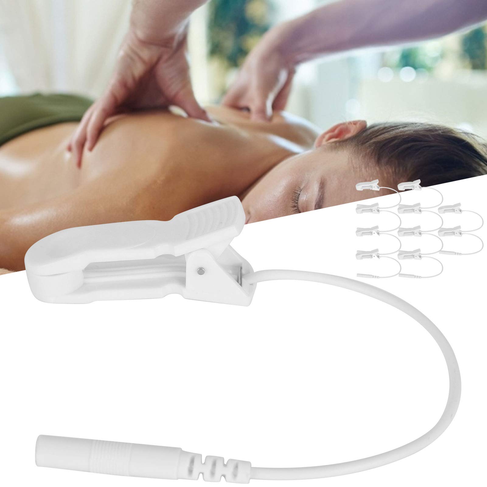 GOTOTOP Electrode Connection Cable, 10pcs 2.0mm Ear Clip Electrode Connecting Wires Pin Snap Connecting Cable for Digital TENS Massage Machine