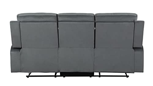 Blackjack Furniture Elton Microfiber Reclining Modern Living Room Loveseat, Sofa, Gray