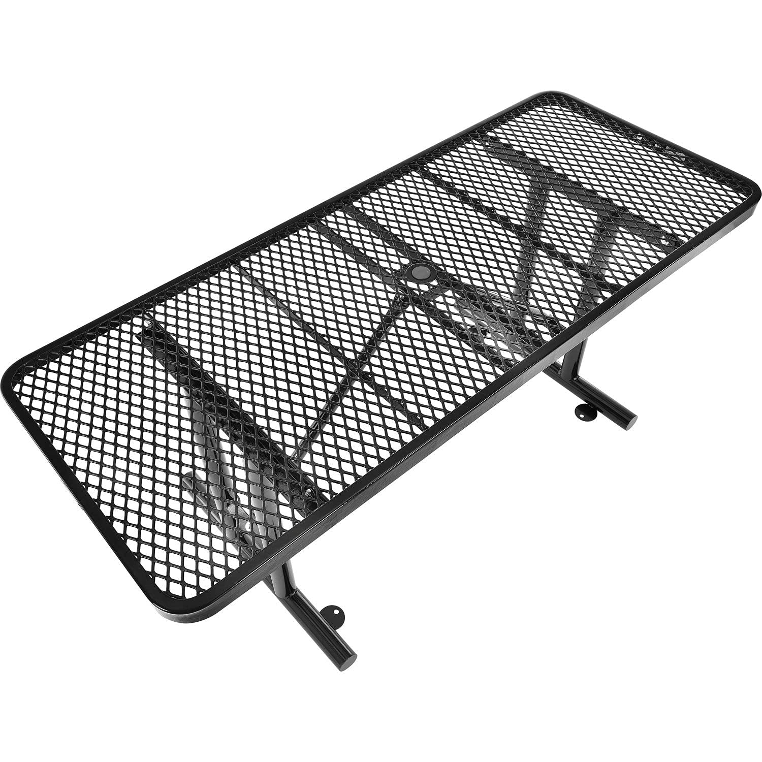 Global Industrial 6' Rectangular Expanded Metal Outdoor Table, Black