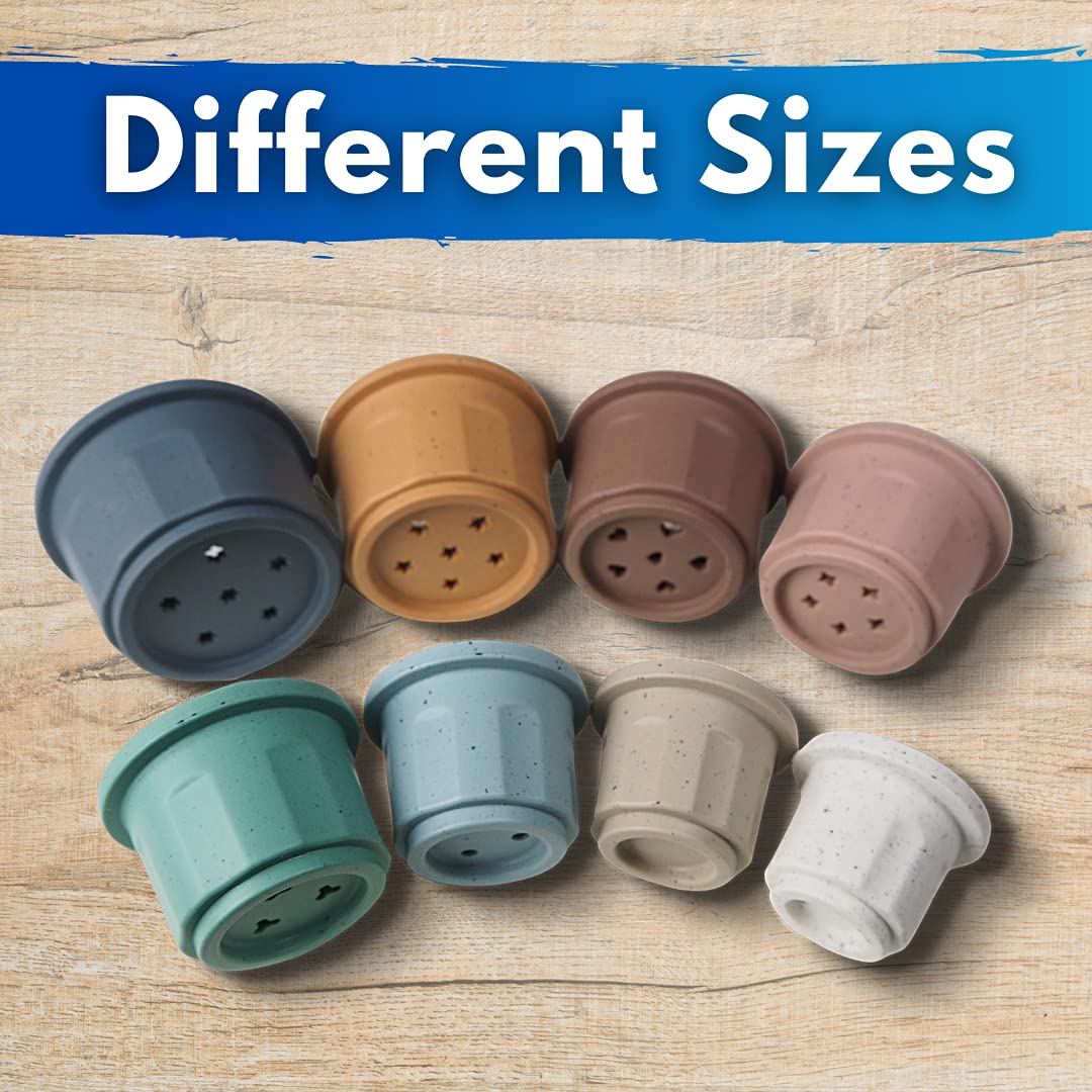 NEAFRON 8 PCS Baby Stacking Toys for Toddlers 1-3, Nesting Cups, Early Educational Development Baby Stacking Cups, Bathing Toys for Boys and Girls (Brown)