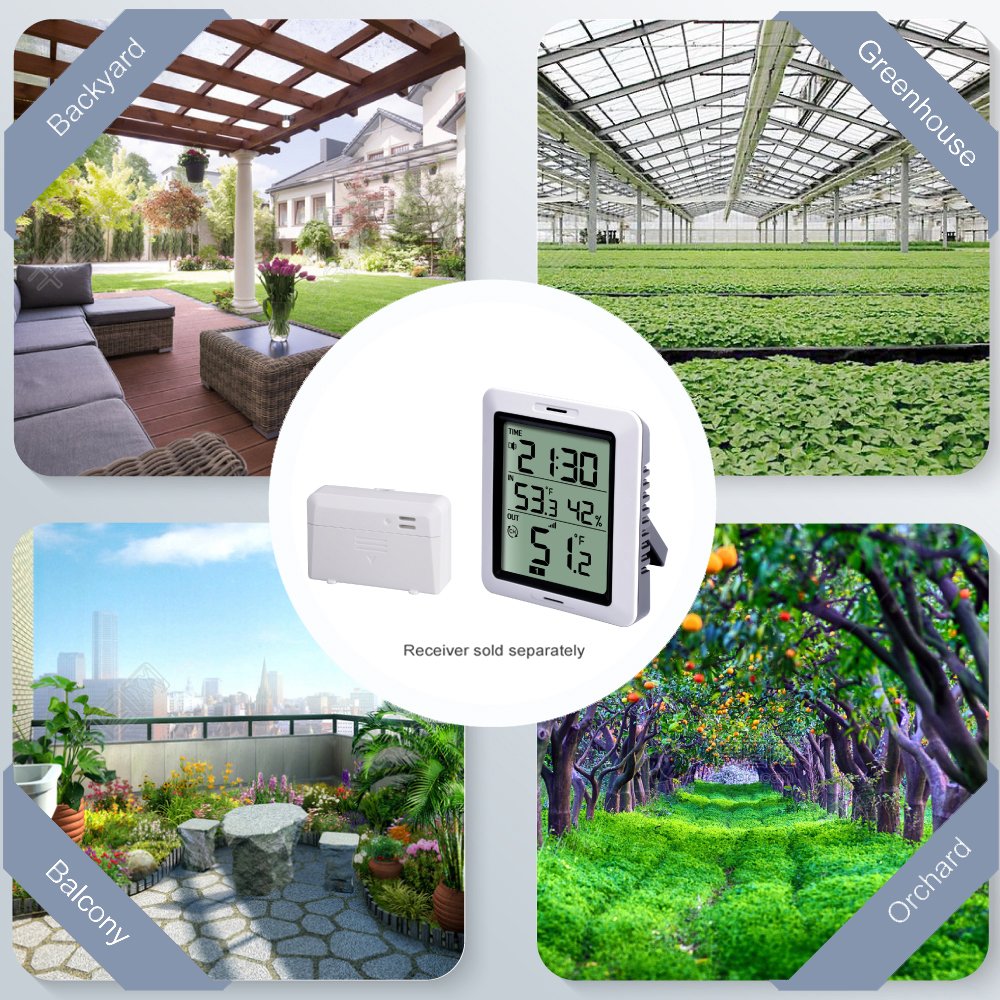 ECOWITT WH53 Outdoor Thermometer Sensor, Rainproof Temperature Sensor, Works with WH0280 WH0281 WH0300 WH0310 - Accessory Only, Can NOT Be Used Alone, 433 MHz