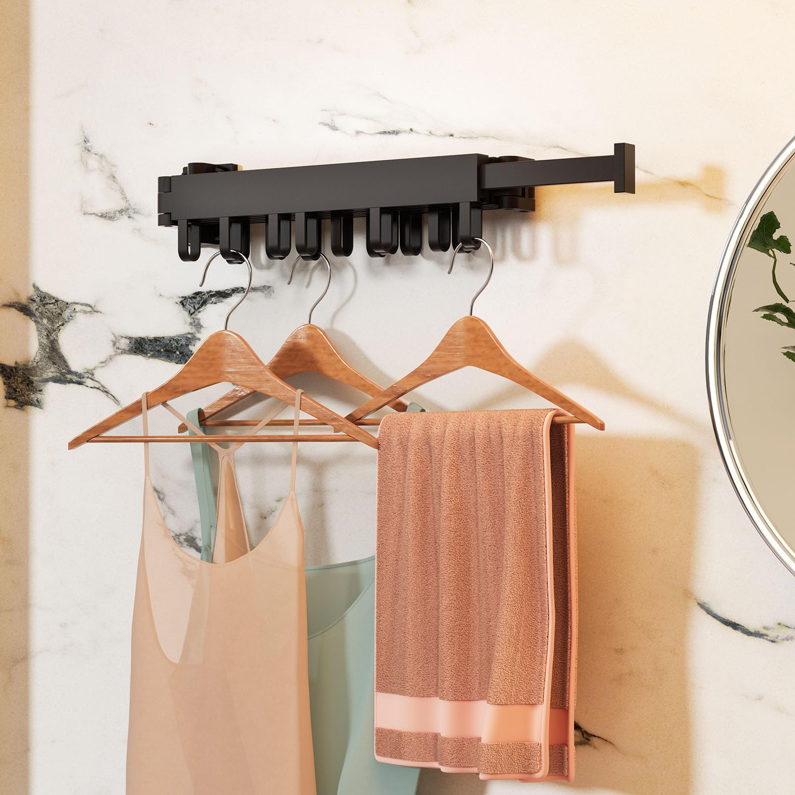 KeingGcopr Clothes Drying Rack,Wall Mounted Clothes Drying Rack,Laundry Drying Rack Wall Mount,Laundry Drying Rack,Aluminum Clothes Drying Rack Wall Mount,Collapsible,Foldable