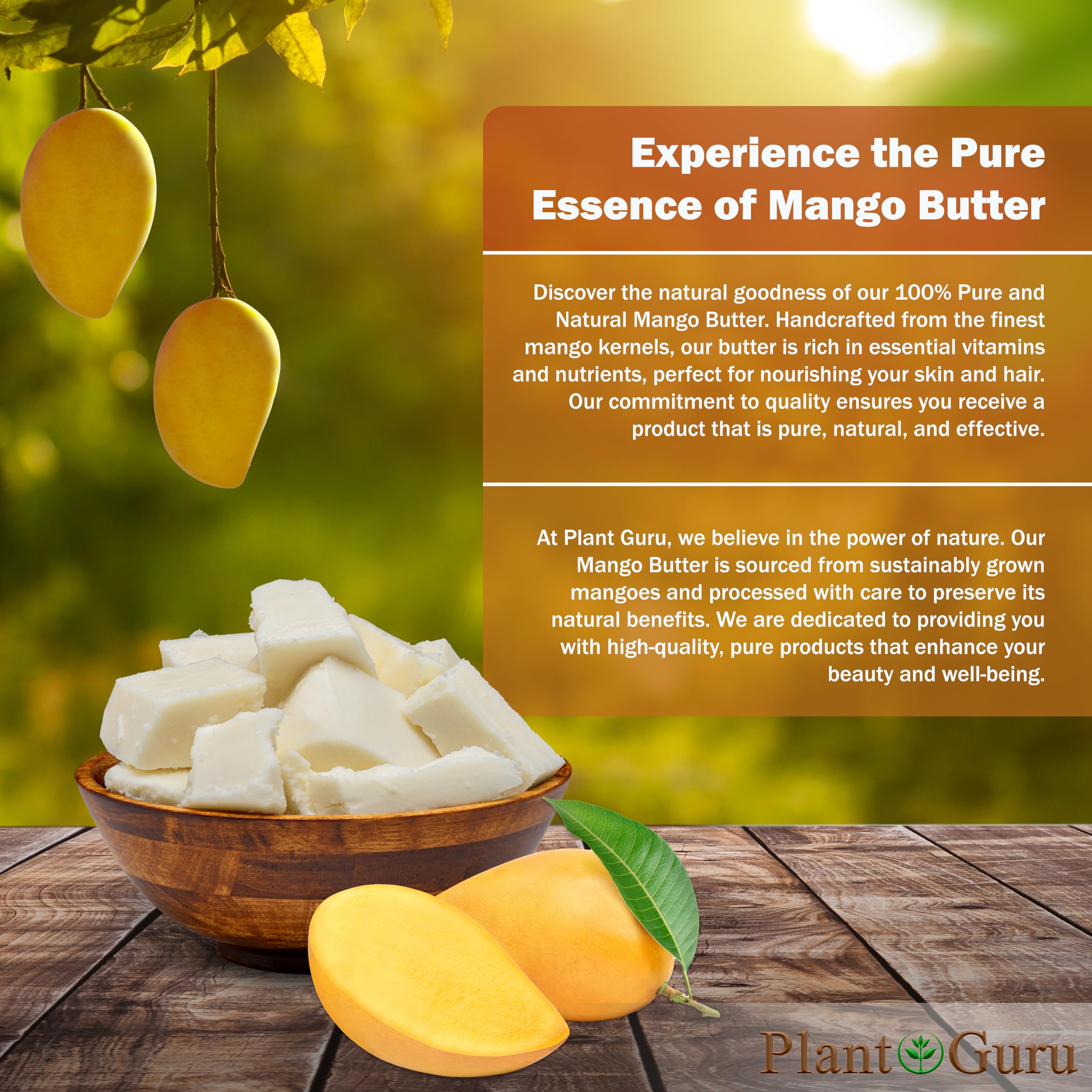 Raw Mango Butter 16 oz. / 1 lb. - 100% Pure Natural Unrefined - Great for Skin, and Hair Growth. DIY Soap Making, Body Butters, Lotions and Creams.