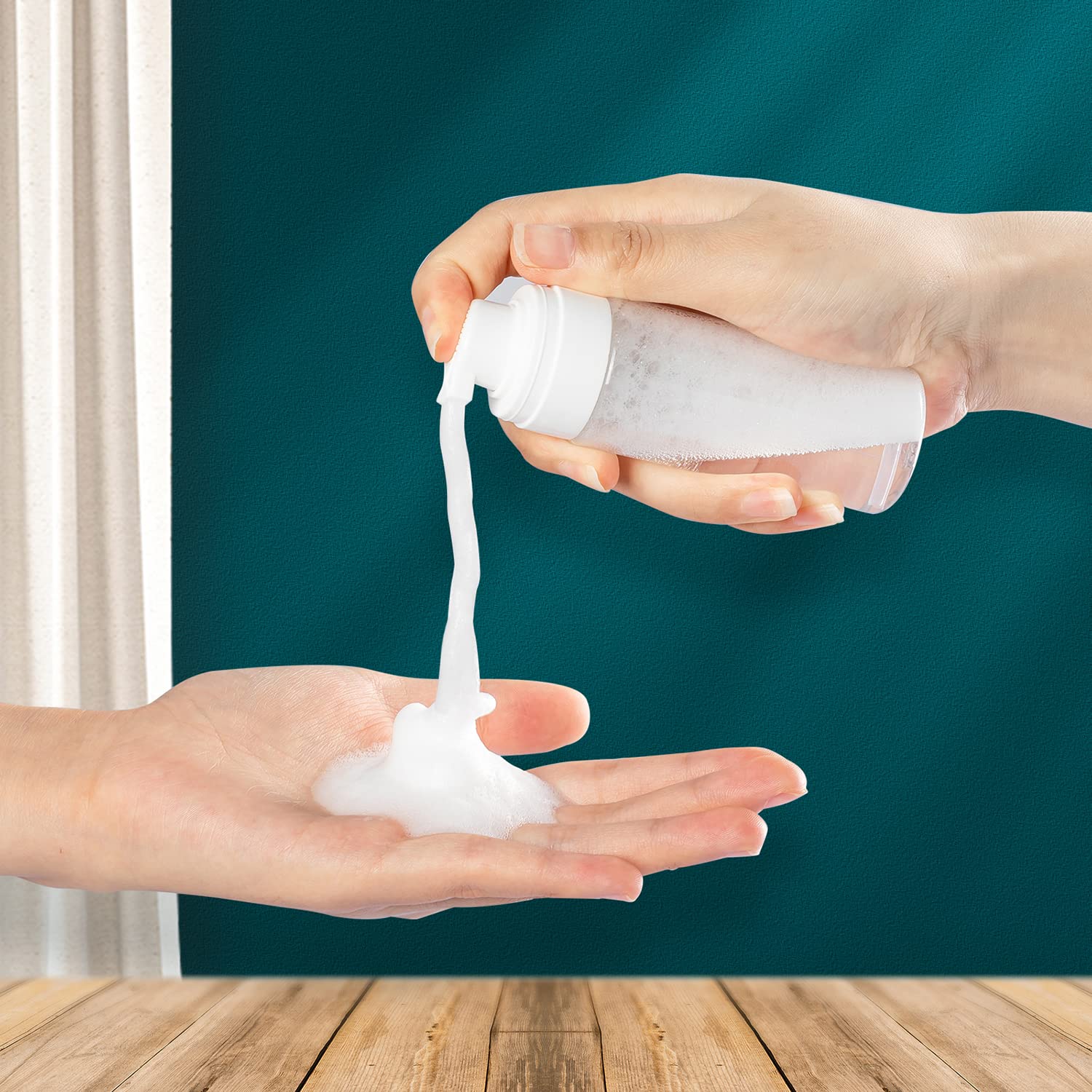 RAYNAG 2 Pack Foam Pump Bottles Foamer Bottle Mini Travel Size Soap Dispenser Mini Clear Bottles Plastic Pump Bottle, 50 ml/1.7 oz
