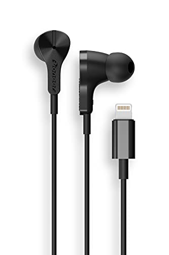 RAYZ Pioneer Plus (Black) Active Noise Cancelling Wired Earphones with Microphone in Ear Corded Smart Noise Reduction, Auto-Pause, Hands-Free, Hey Siri MFI Certified Compatible iPhone, iPad, iPod