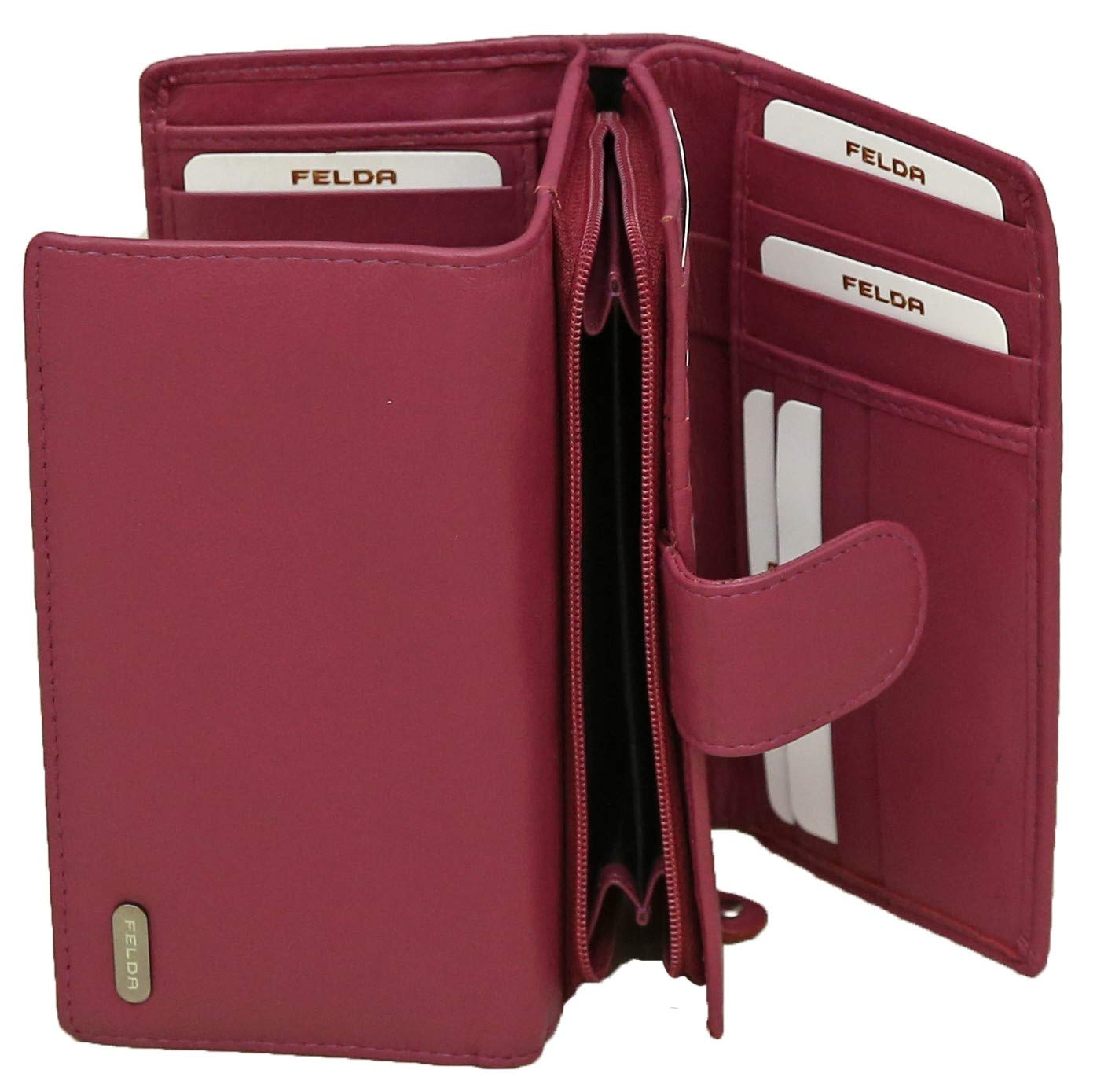 Felda RFID Purse Genuine Leather Ladies Soft Wallet Womens Multi Colour 19 Card Slot