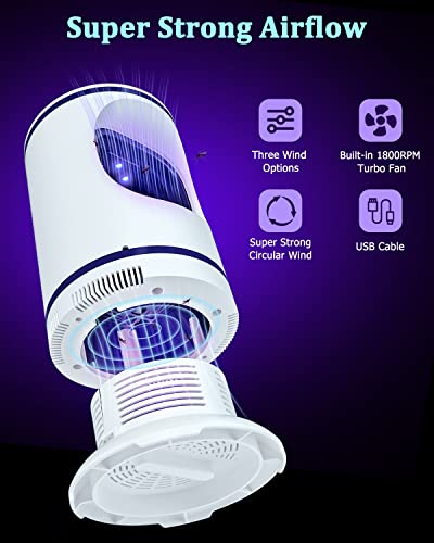 Bug Zapper Indoor, GILAYGROW Insect Trap, Fly Trap, Quiet Fruit Flies Mosquito Killer Trap, Mosquito Lamp, Electric Mosquito Zapper for Bedroom, Living Room, Office, Kitchen (White)