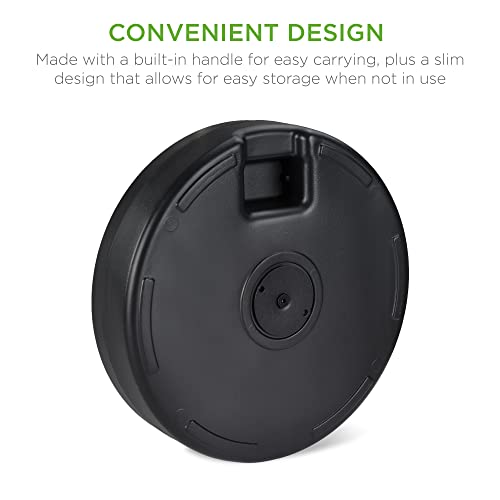 Best Choice Products Fillable Umbrella Base Stand, Round Faux Wicker Plastic Patio Umbrella Base Stand, Pole Holder for Outdoor, Lawn w/ 55lbs Weight Capacity, 2 Adjustment Knobs