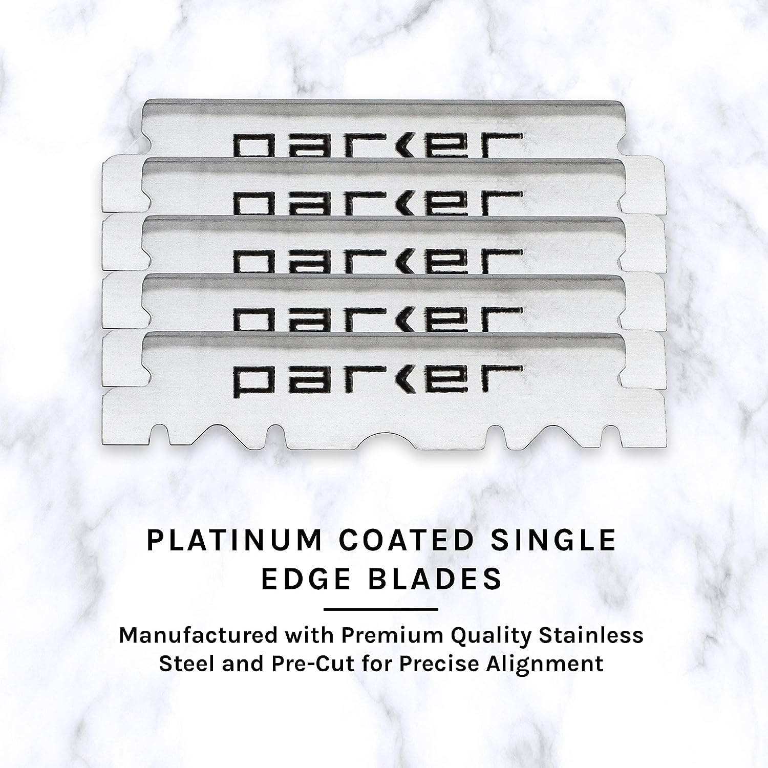 Parker SRB Straight Edge Disposable Blade Professional Barber Straight Edge Razor with Stainless Steel Blade Arm, 5 Parker Premium Professional Blades Included