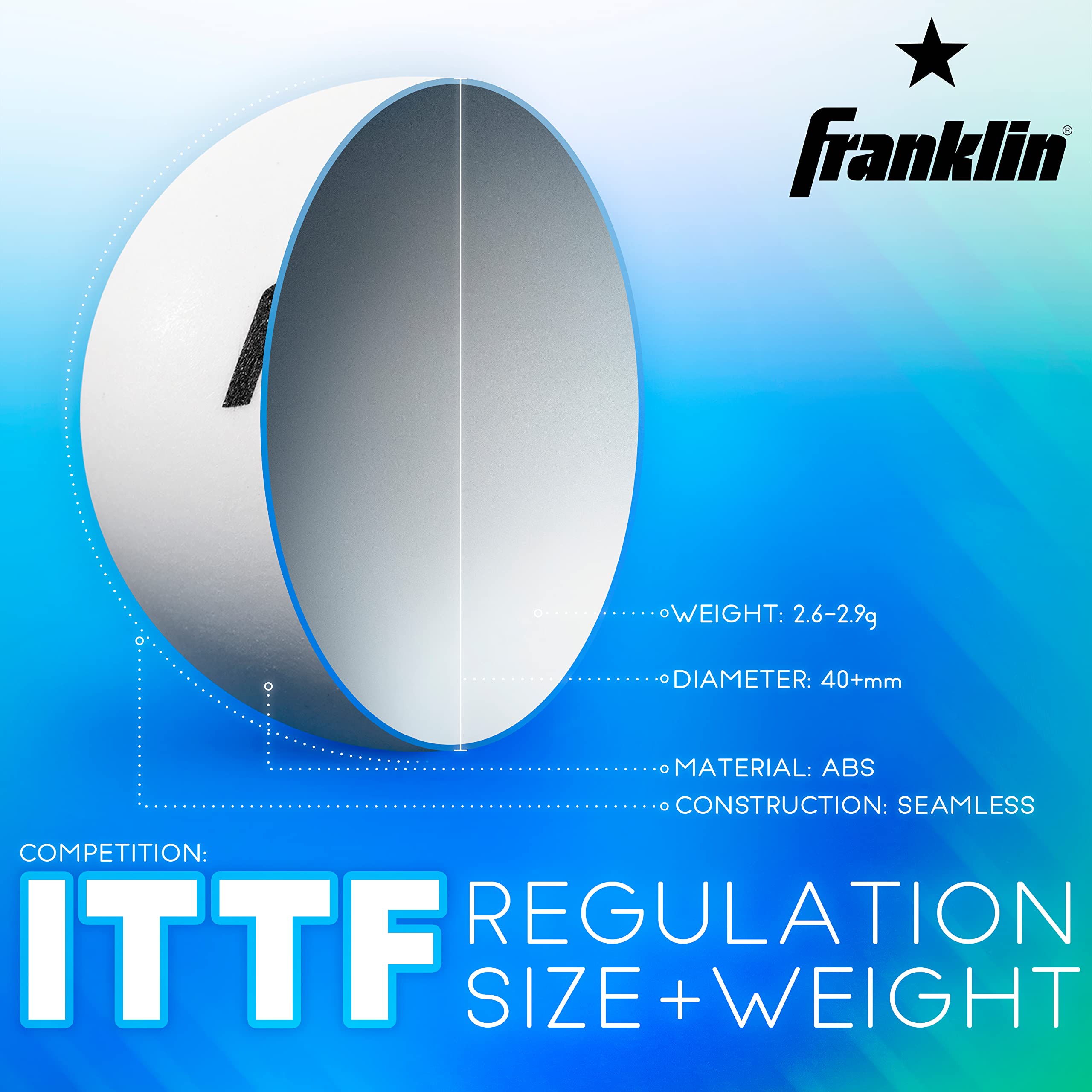 Franklin Sports Ping Pong Balls - Official Size + Weight White 40mm Table Tennis One Star Professional Durable High Performance 12 Count (Pack of 1) Packaging may vary, White