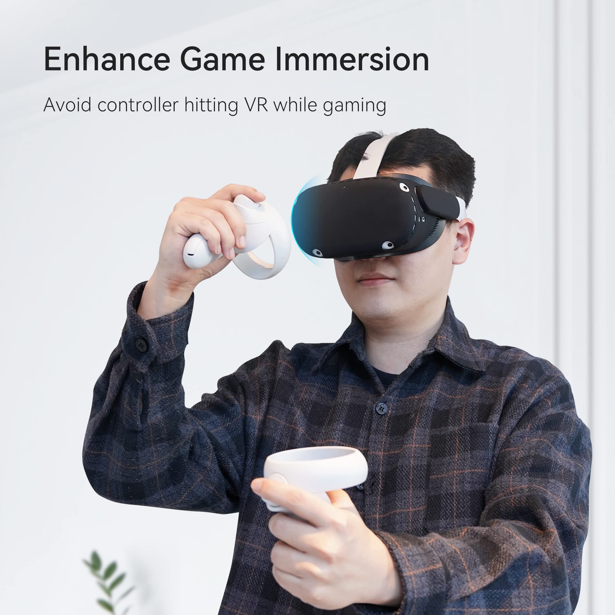 KIWI design Silicone VR Shell Protective Cover Compatible with Quest 2, with Two Side Protective Sleeves, Black Headset Cover