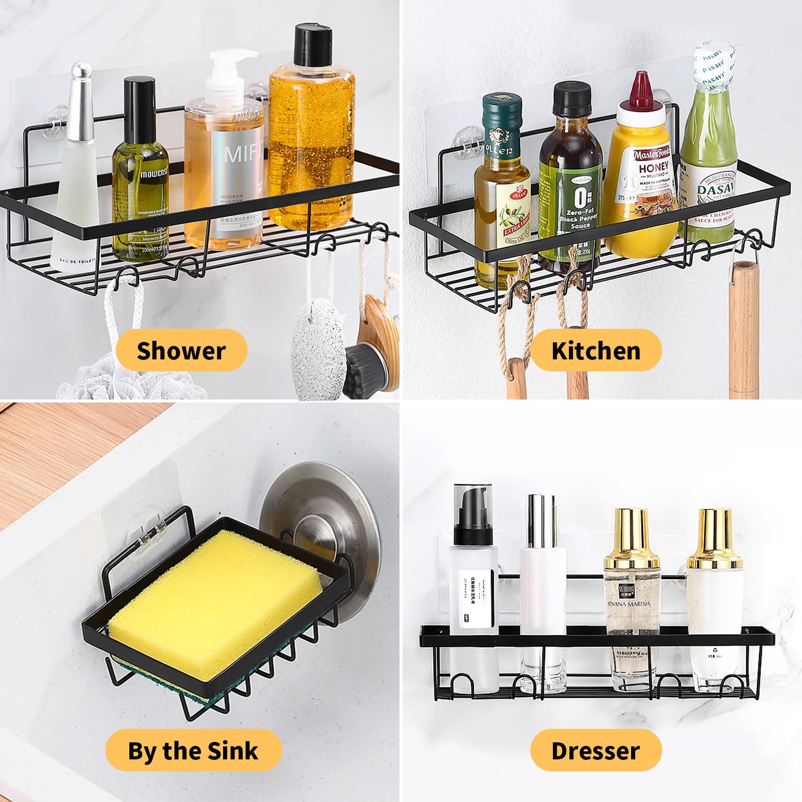 Carrie Joe 3Pack Shower Caddy Bathroom Organizers and Storage Shower Shelves Home Decor Apartment Essentials Kitchen Bathroom Accessories No Drilling