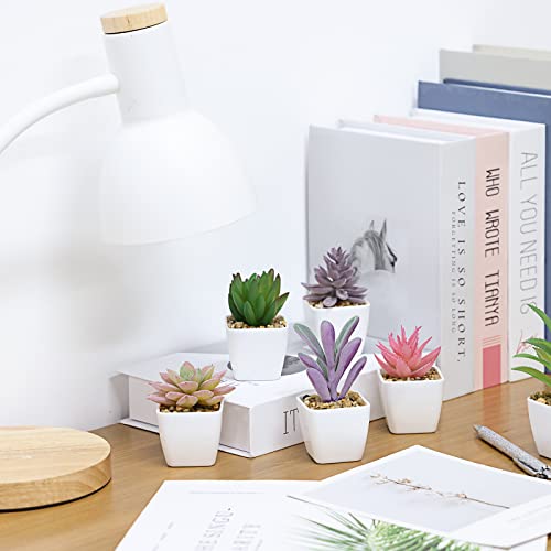 CEWOR 9pcs Artificial Succulent Plants in Pots, Faux Succulents Small Potted Fake Plants with Plastic Pots for Office Home Desk Shelves Bedroom Decoration