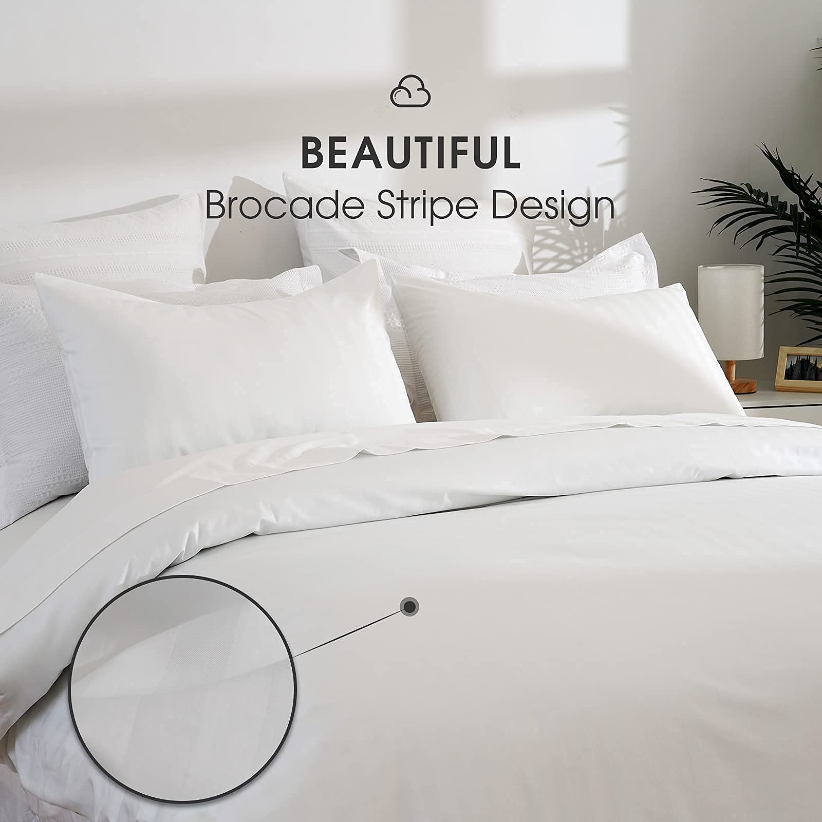 David's Home Cotton Blended Duvet Cover Set King, Ultra Soft Cozy Check Gingham Comforter Cover Set, Yarn Dyed Geometry Plaid Bedding Set 3 PCS for All Season,106"*92",Off White