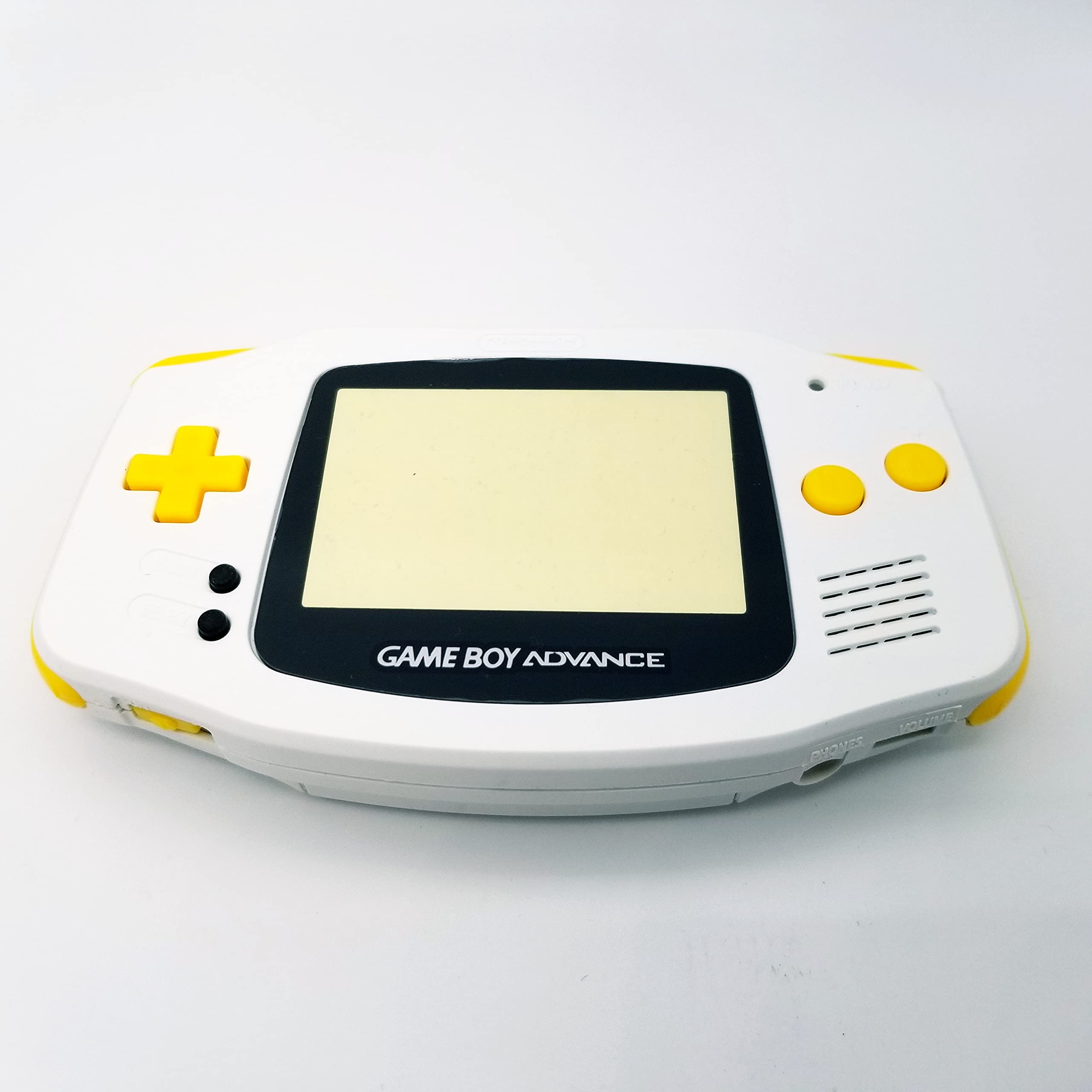 Full Housing Case Cover Housing Shell Replacement for Game boy Advance GBA Shell Case with Buttons Kit-White+Yellow Buttons