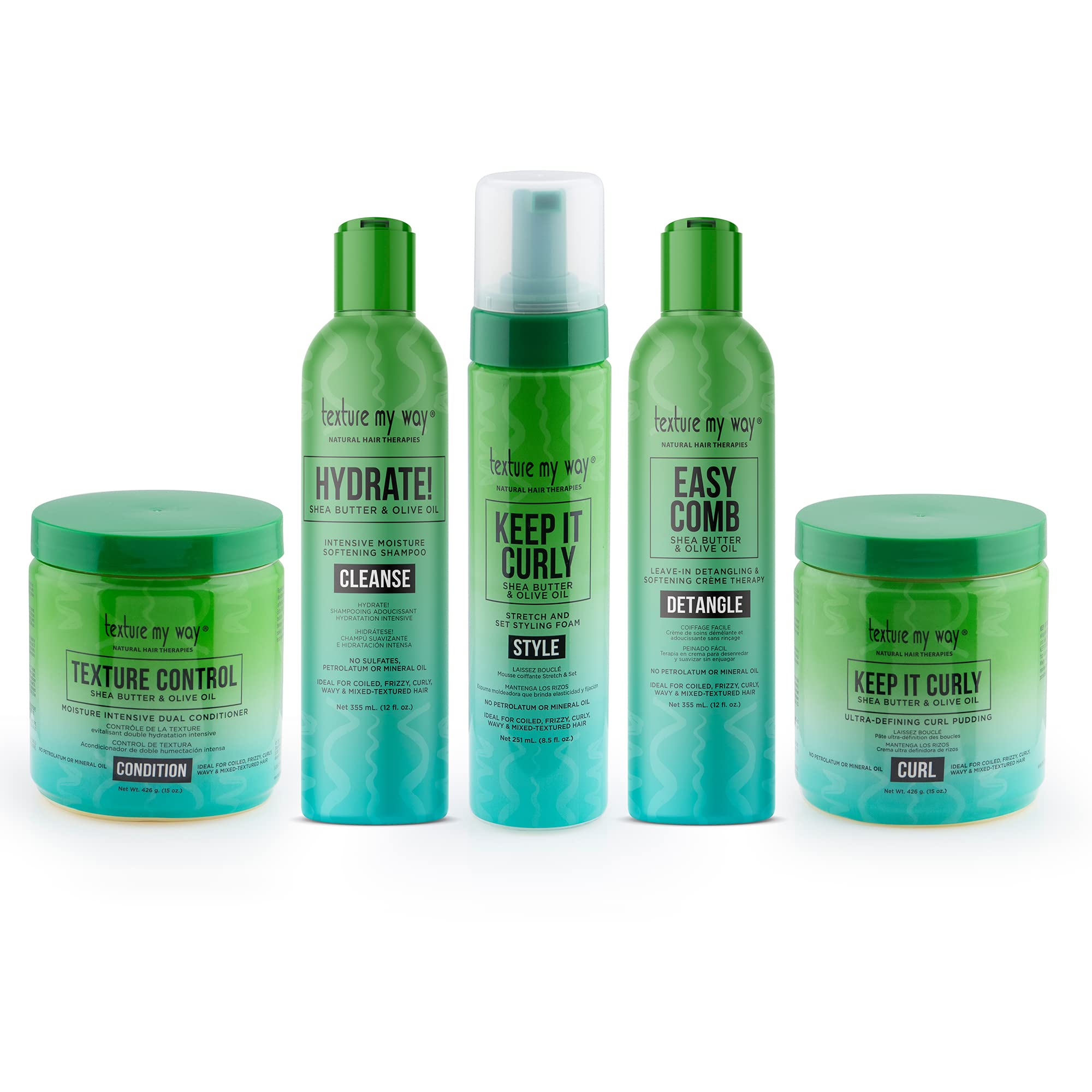 Texture My Way Natural Hair Therapies Hydrate! Hair Moisture Intensive Softening Shampoo, Ideal for Coiled, Frizzy, Curly Hair, 12 oz