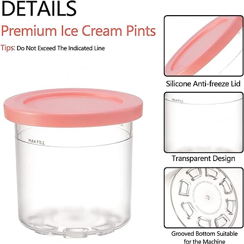 Creami Pints and Lids, for Ninja Creami Ice Cream Maker Pints, Ice Cream Pint Airtight,Reusable for NC301 NC300 NC299AM Series Ice Cream Maker